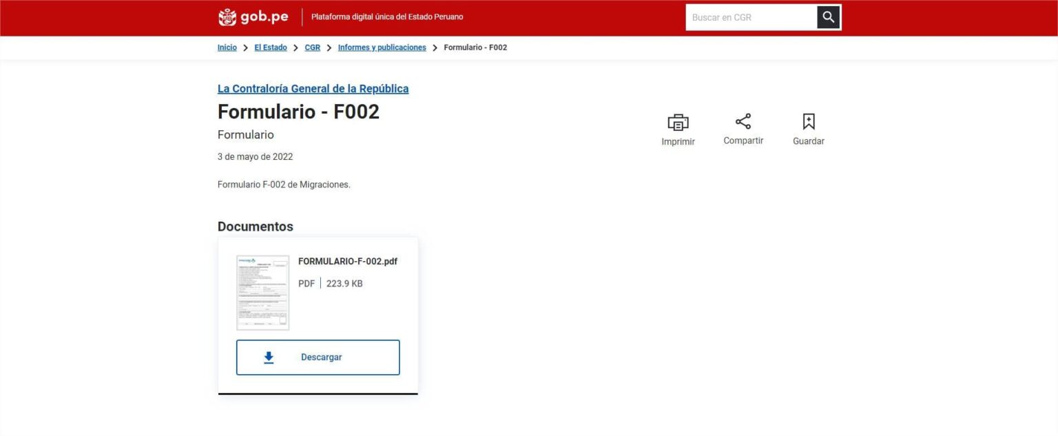 ᐈ Descargar Gratis el Formulario F-002 en PDF | Formularios Perú
